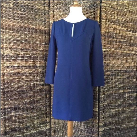 Lela Rose | Dresses | Lela Rose Long Sleeve Blue Dress Back Hidden Zip ...